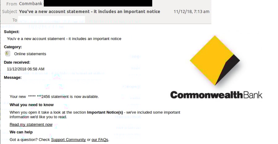 Scammers spoof Commonwealth Bank in phishing email scam